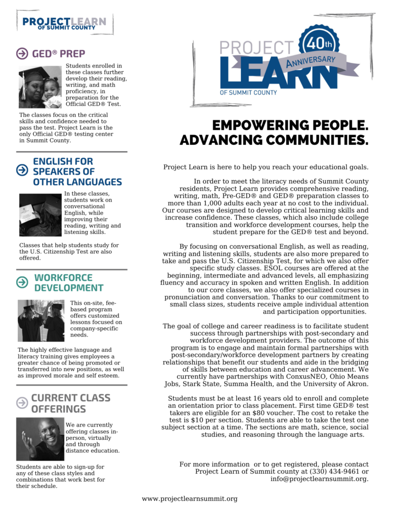 Project Learn One Pager - Project Learn