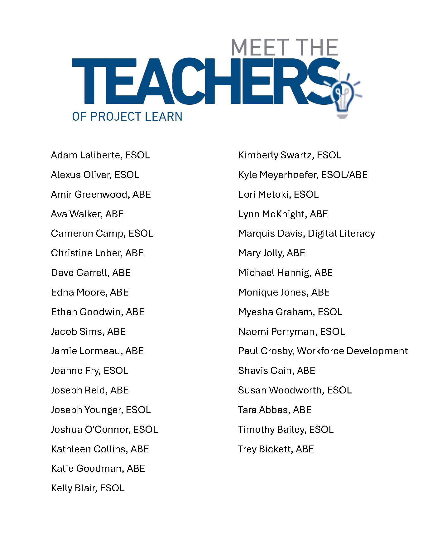 Meet the Teachers - Project Learn